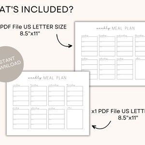 Weekly Meal Planner Printable | Instant Download | Landscape Meal Plan ...
