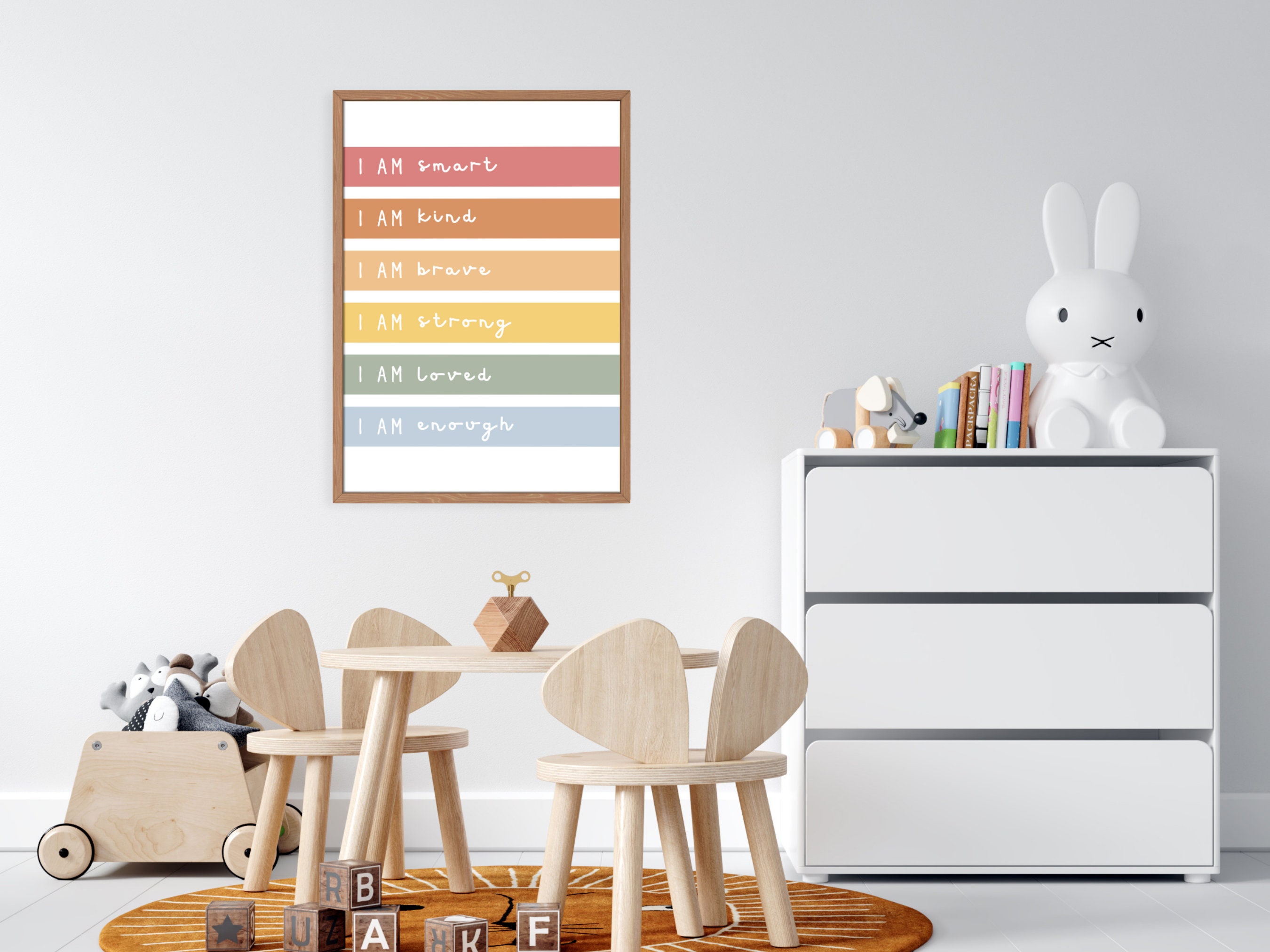 Positive Affirmations Kid Rainbow Wall Art | Printable Playroom Poster ...