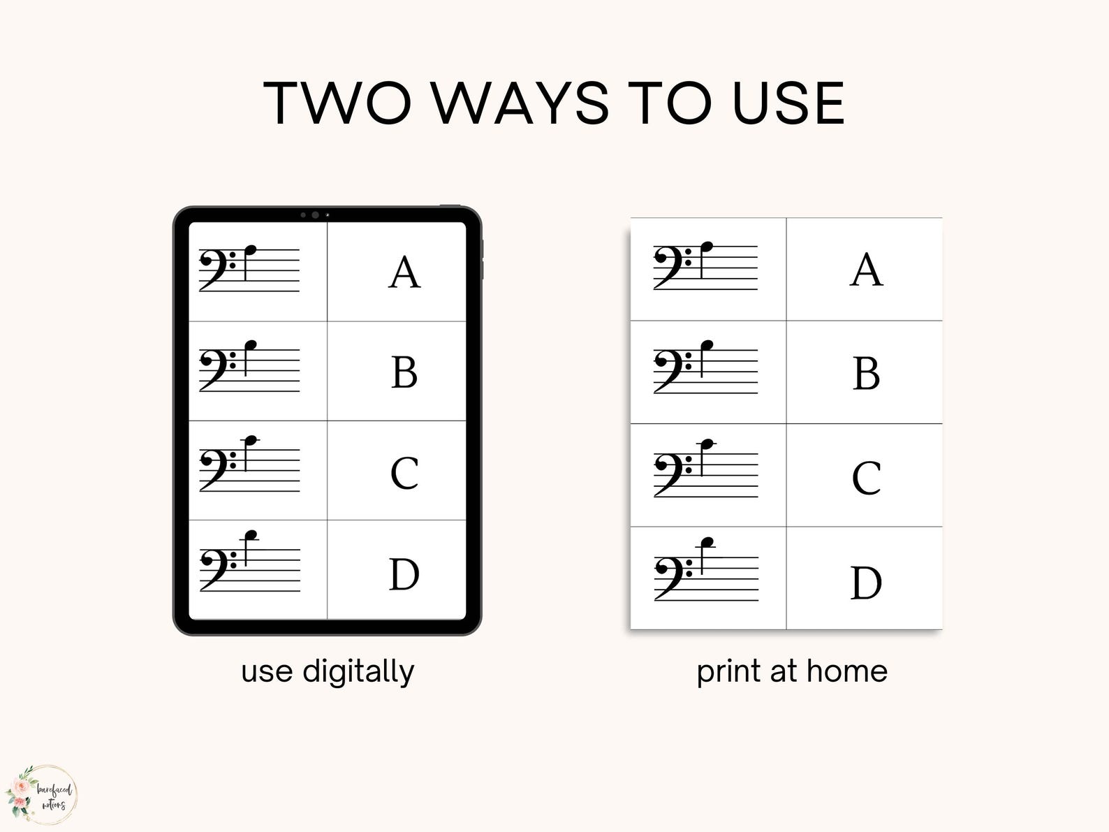 Music Notes Flash Cards Printable | Treble Clef and Bass Clef ...