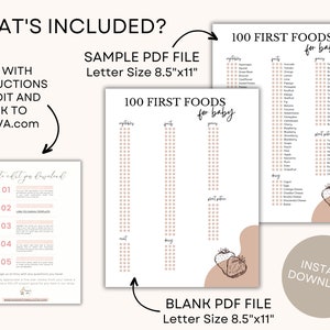 Baby's First Foods Printable Editable Template | 100 First Foods Chart ...