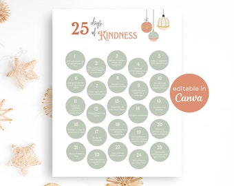 Acts of Kindness Advent Calendar - Christmas Activity Calendar - Advent ...
