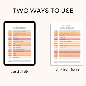 Kids Daily Schedule Editable Printable Template | Toddler Daily Routine ...