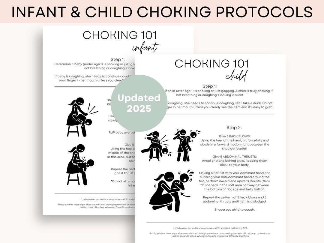 Infant and Child Choking Protocol Printable UPDATED 2025 NEW GUIDELINES ...