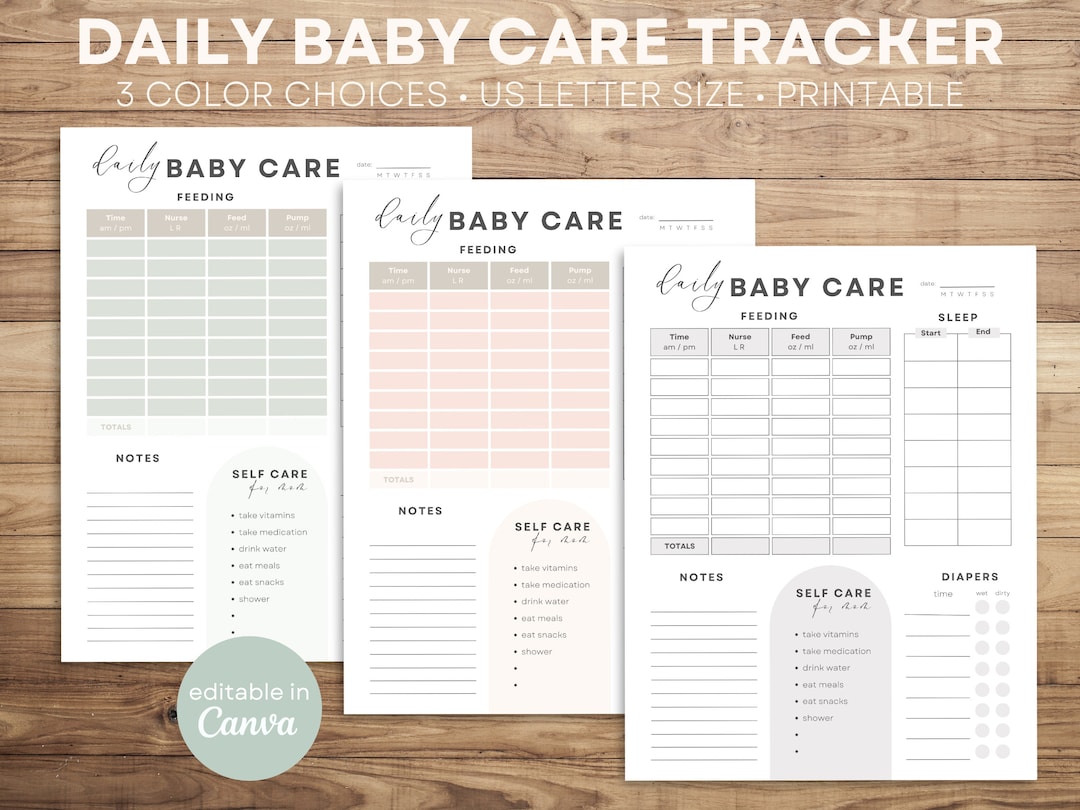 Daily Baby Tracker Printable Editable Baby Log Book Newborn - Etsy