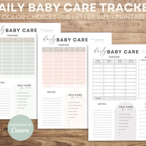 Daily Baby Tracker Printable Editable Baby Log Book Newborn - Etsy