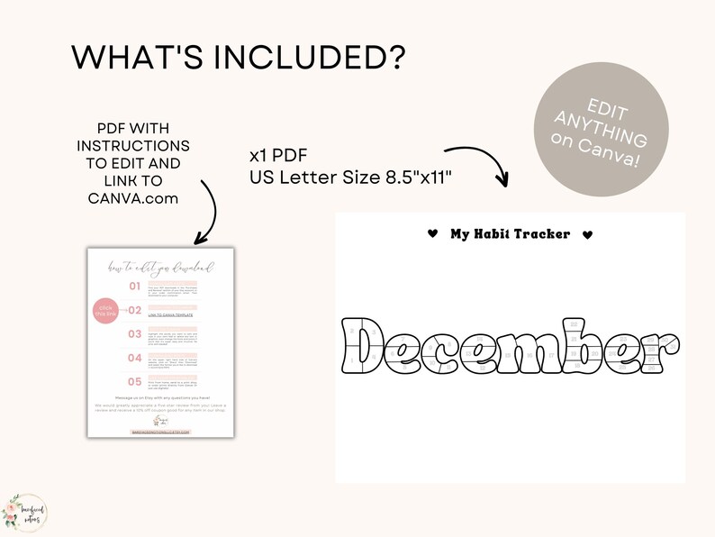 December 2025 Habit Tracker Editable Printable | Daily Workout Reading ...