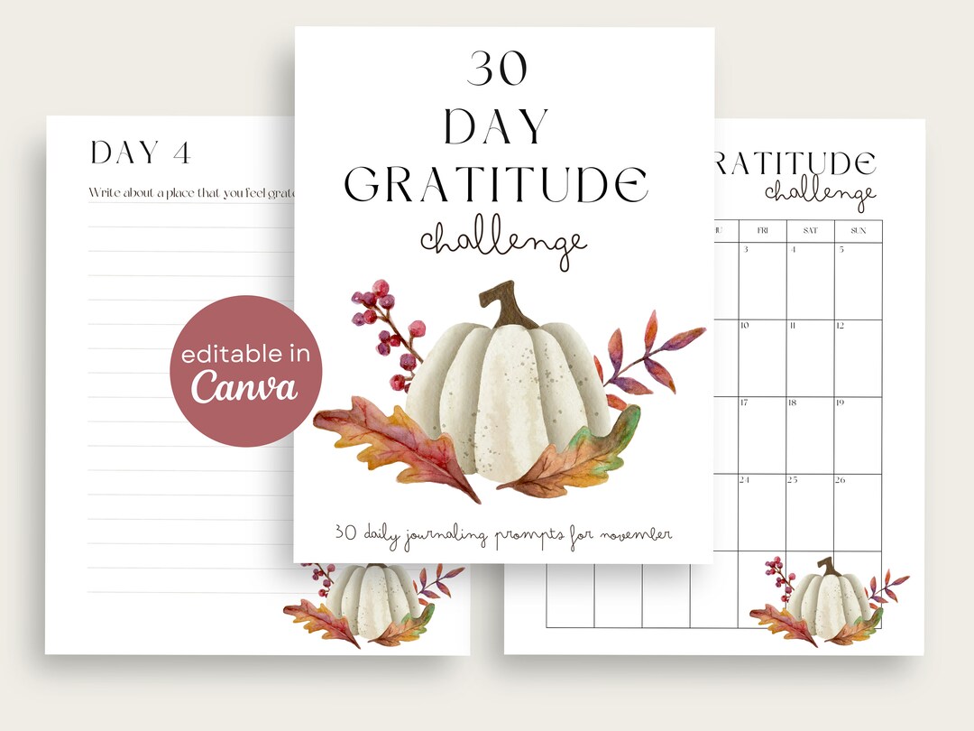 30 Day Gratitude Challenge | Daily Journal Prompts for November 2024 ...