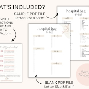 Hospital Bag Checklist Printable | Editable Minimalist Birth Packing ...