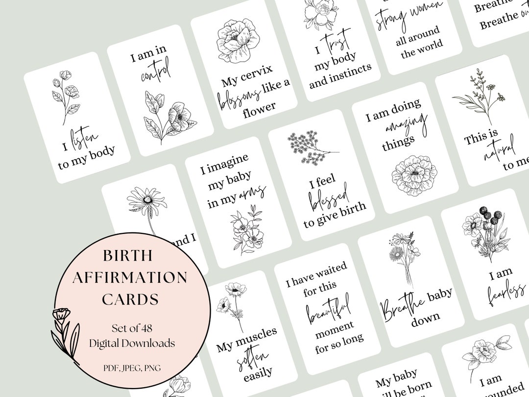 48 Printable Birth Affirmation Cards Hypnobirthing - Etsy Australia