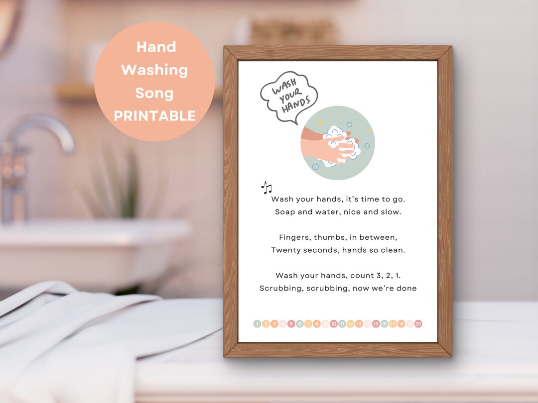 Hand Washing Song Printable for Learning Toddlers Wash Your - Etsy