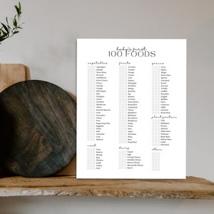 Baby's First 100 Foods Printable Template 100 First Foods Chart Baby ...