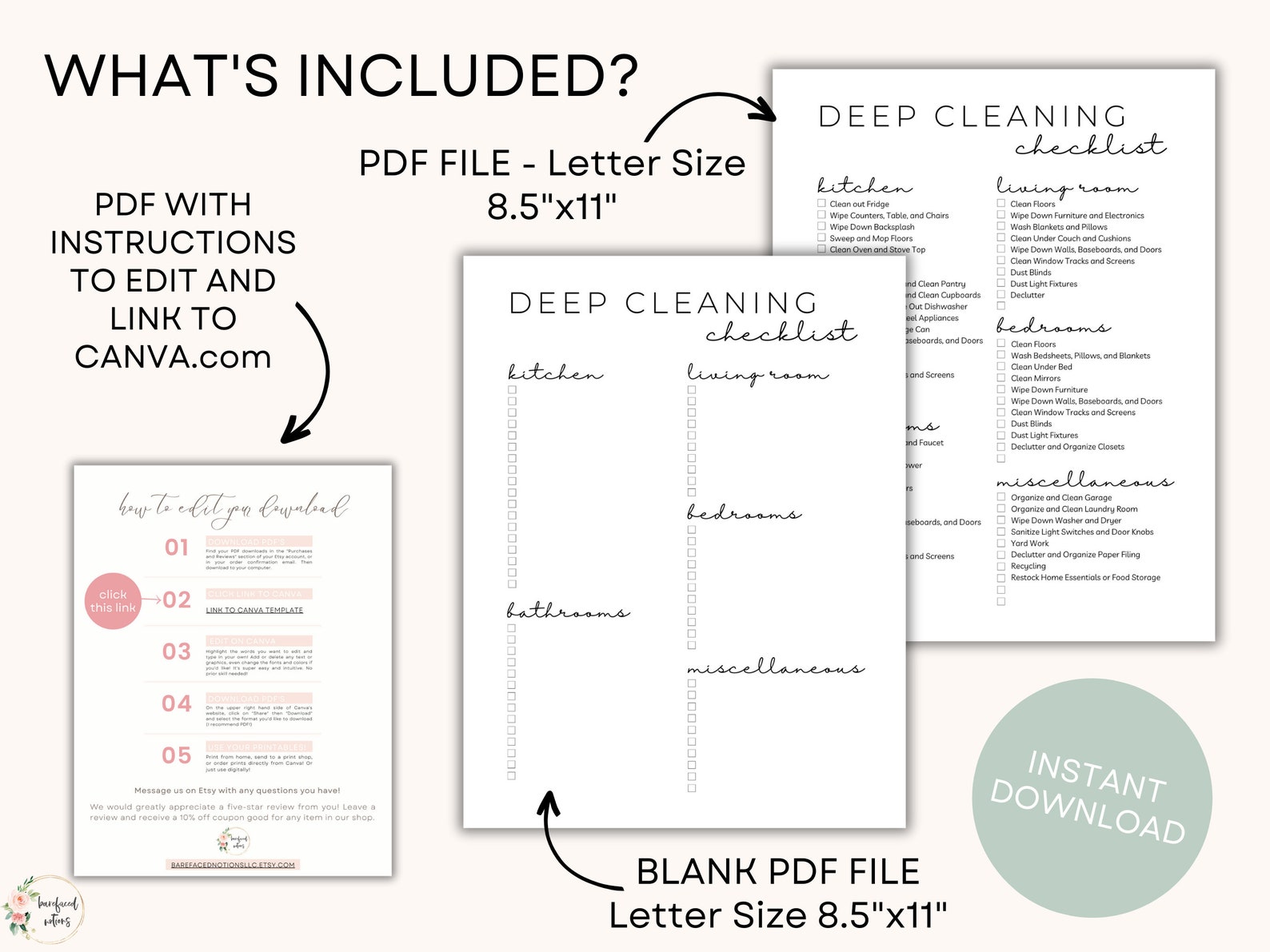 Deep Cleaning Checklist Printable | Minimalist Weekly Cleaning Schedule ...