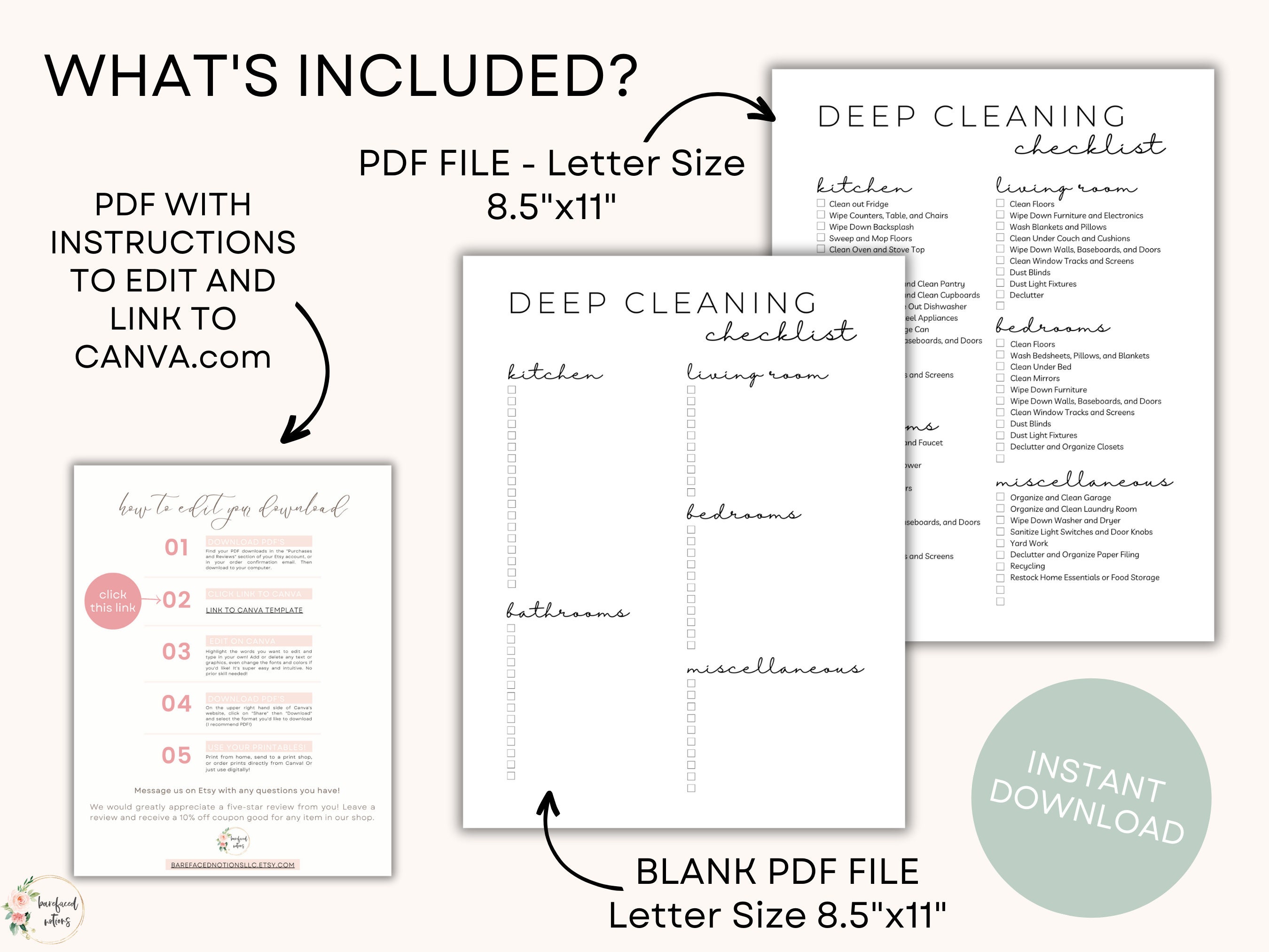 Deep Cleaning Checklist Printable | Minimalist Weekly Cleaning Schedule ...