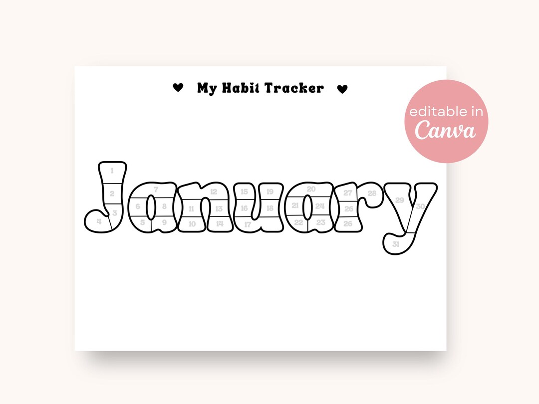 January 2025 Habit Tracker Editable Printable | Daily Workout Reading ...