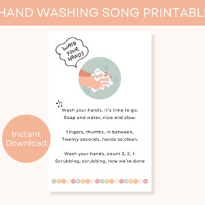 Hand Washing Song Printable for Learning Toddlers | Wash Your Hands ...