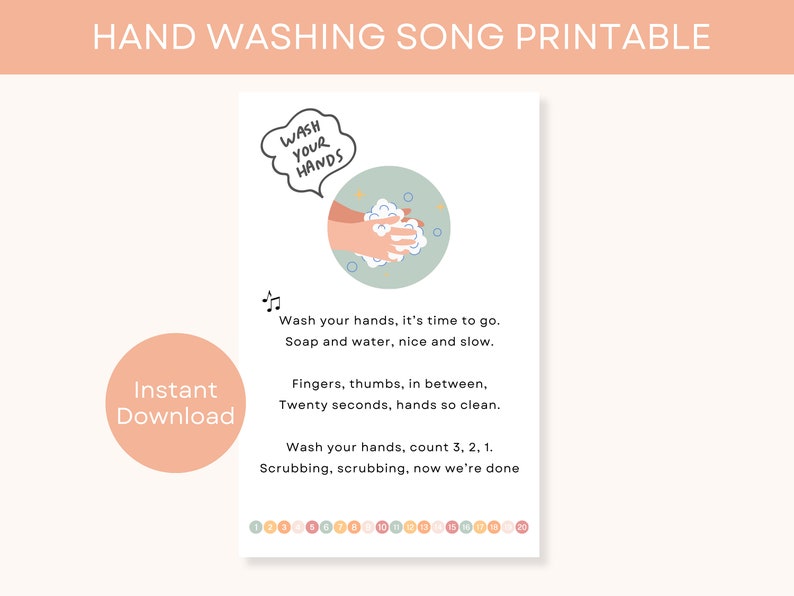 Hand Washing Song Printable for Learning Toddlers | Wash Your Hands ...