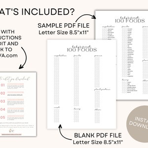 Baby's First 100 Foods Printable Template 100 First Foods Chart Baby ...