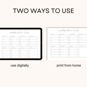 Weekly Meal Planner Printable | Instant Download | Landscape Meal Plan ...