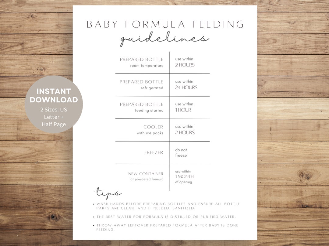 Baby Formula Feeding Storage Guidelines Printable Instant - Etsy