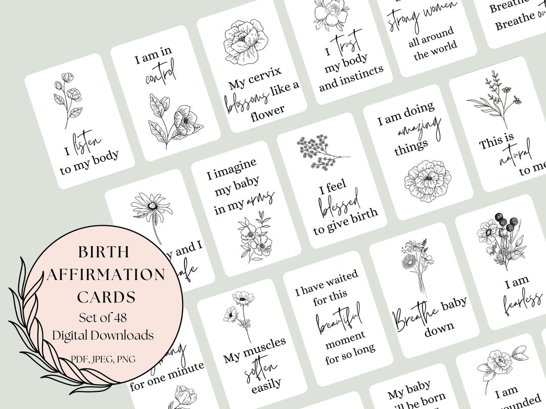 48 Printable Birth Affirmation Cards | Hypnobirthing Affirmations for ...