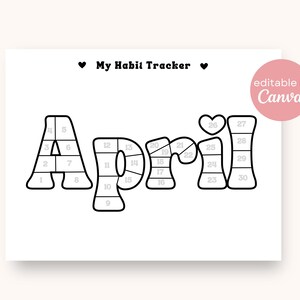 April 2025 Habit Tracker Editable Printable | Daily Workout Reading Log ...