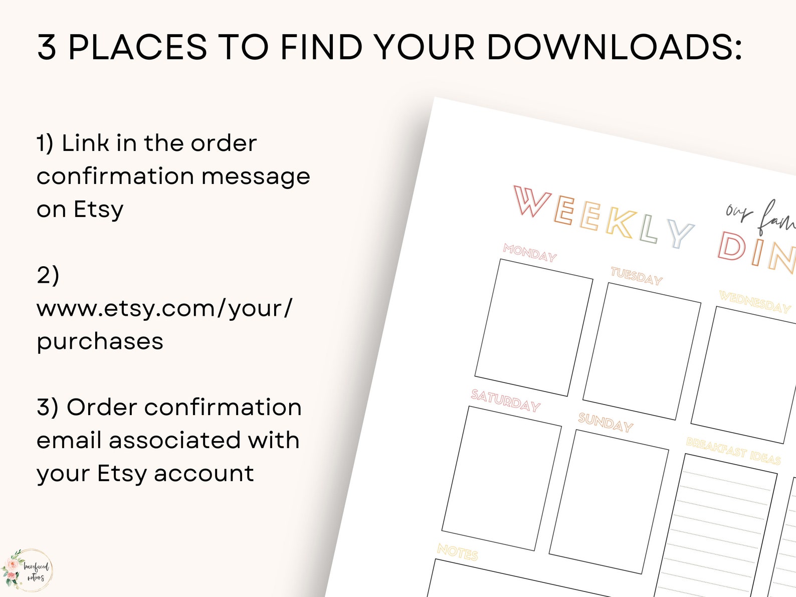 Weekly Dinner Menu Editable Printable | Family Meal Plan Rainbow ...