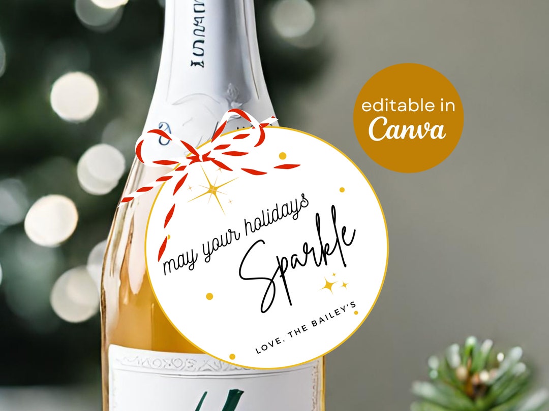 Christmas Gift Tag for Sparkling Cider or Champagne Digital Download ...