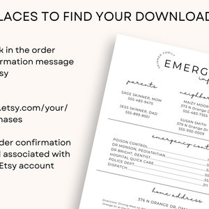 Emergency Information Sheet | Editable Emergency Contact Info Template ...