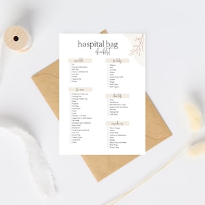 Hospital Bag Checklist Printable | Editable Minimalist Birth Packing ...