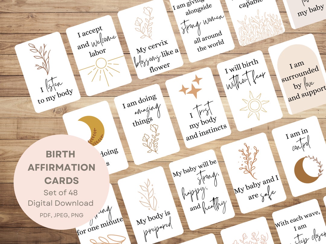 48 Printable Birth Affirmation Cards Hypnobirthing - Etsy
