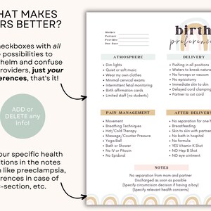 Birth Plan Template Printable | Editable Birth Preferences on Canva ...