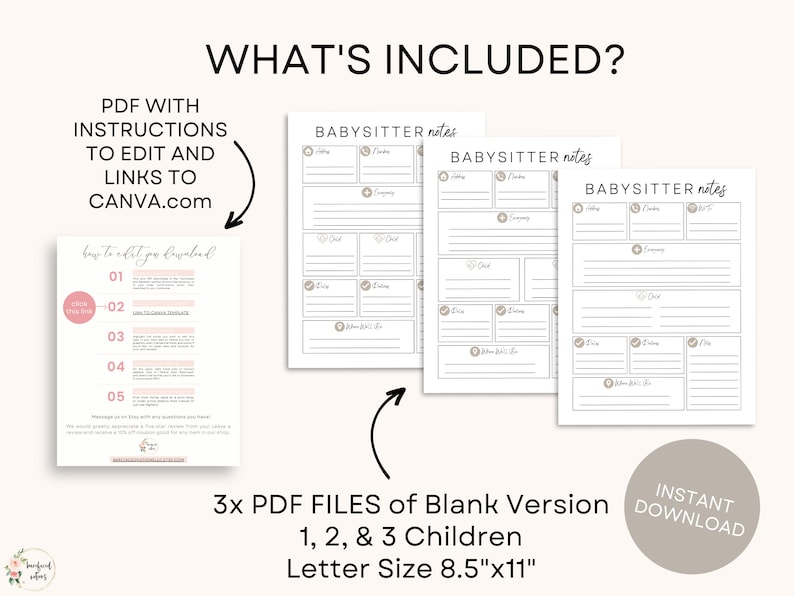 Babysitter Information Sheet | Editable Template on Canva | Babysitting ...