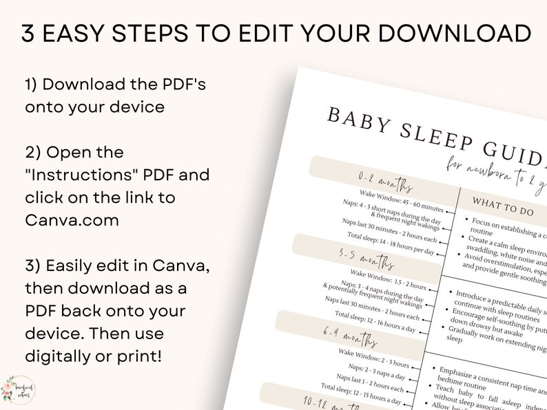 Baby Sleep Guide Printable | Editable One-page Handout Sheet | Sleep ...
