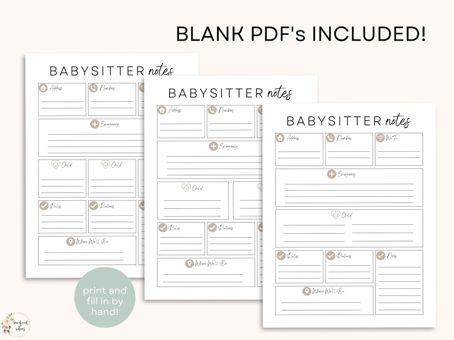Babysitter Information Sheet | Editable Template on Canva | Babysitting ...