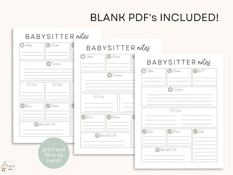 Babysitter Information Sheet | Editable Template on Canva | Babysitting ...