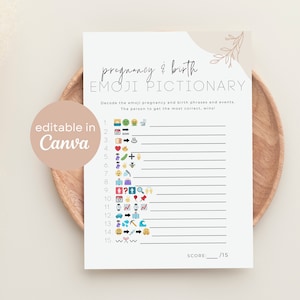 Baby Shower Game Emoji Pictionary Pregnancy and Birth Editable ...