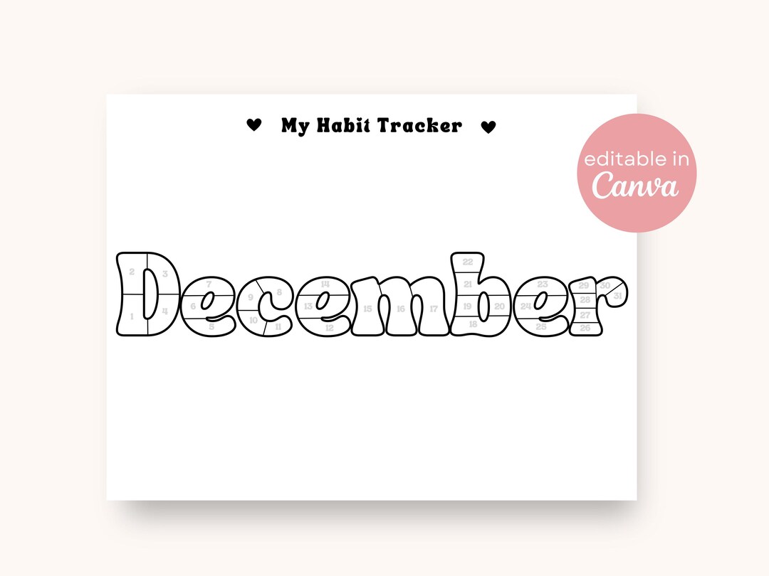 December 2025 Habit Tracker Editable Printable | Daily Workout Reading ...