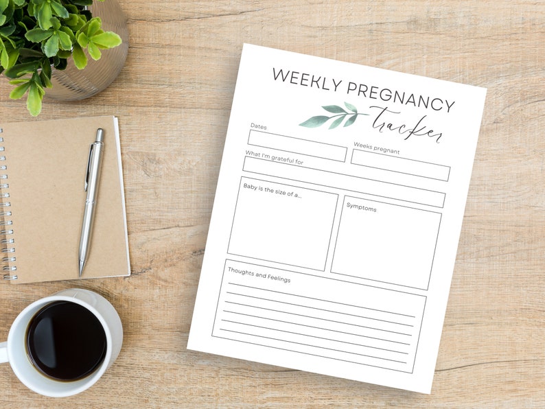 Weekly Pregnancy Journal Printable | Pregnancy Tracker Modern Printed ...