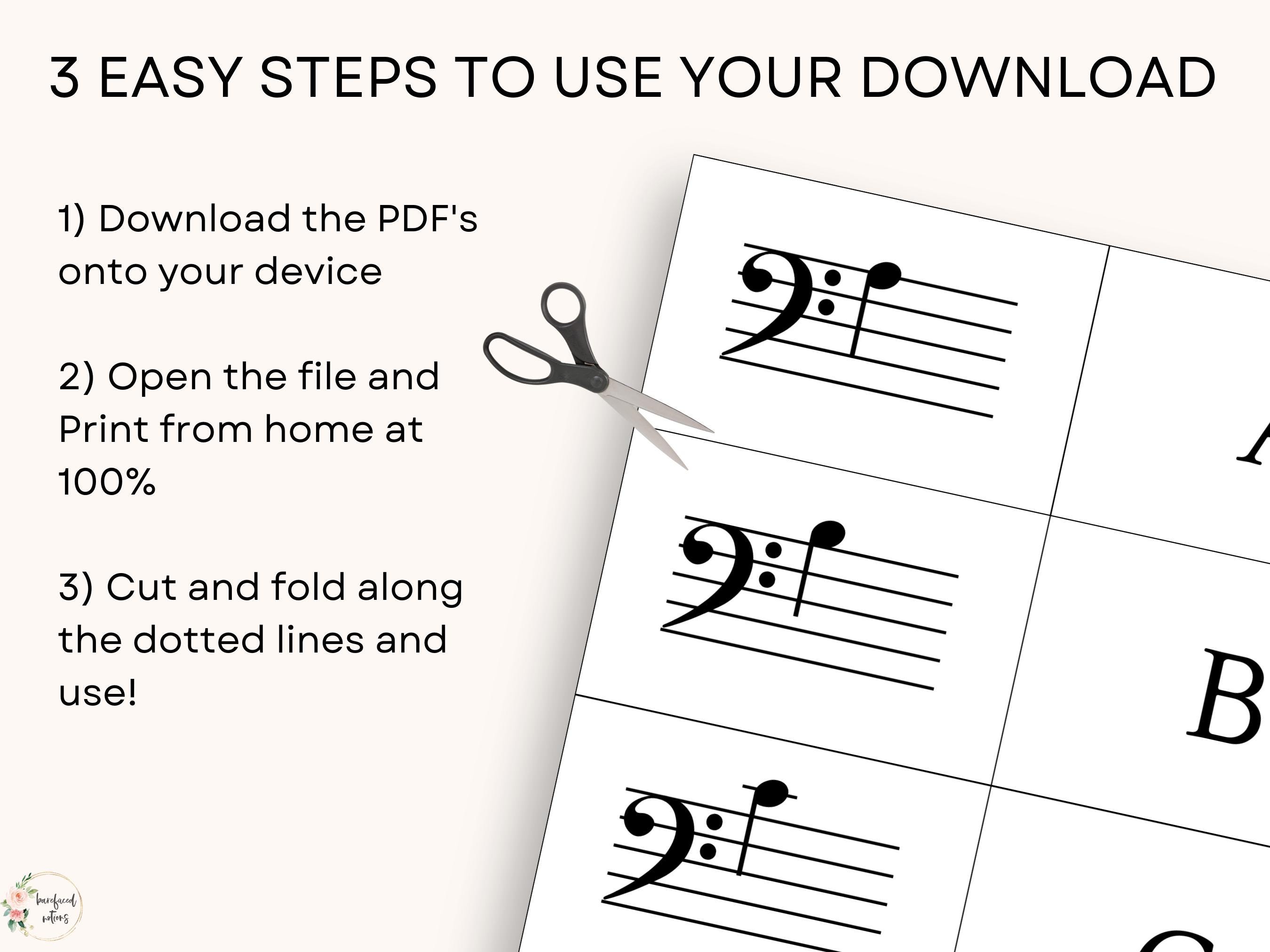 Music Notes Flash Cards Printable | Treble Clef and Bass Clef ...
