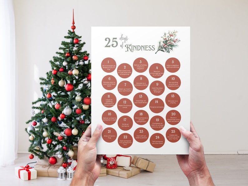 Christmas 25 Days of Kindness Editable Printable | Kids Activity ...