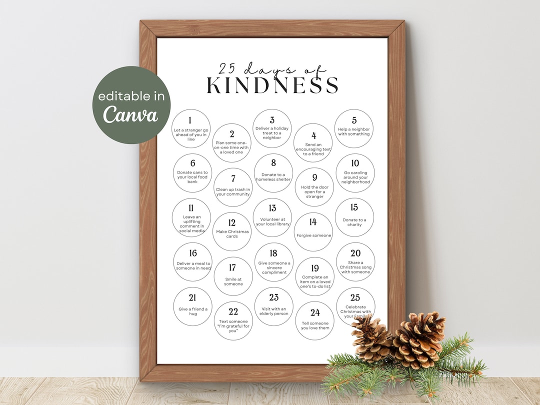 Christmas 25 Days of Kindness Editable Printable | Kids Activity ...