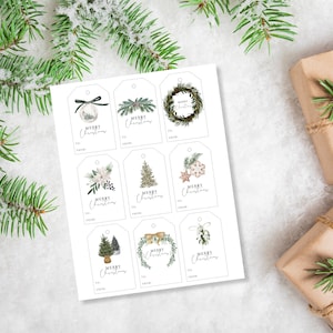 Christmas Gift Tags Printable Instant Download | Watercolor Holiday ...