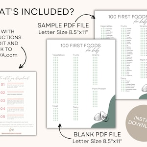 Baby's First Food Printable Template 100 First Foods | Baby Led Weaning ...