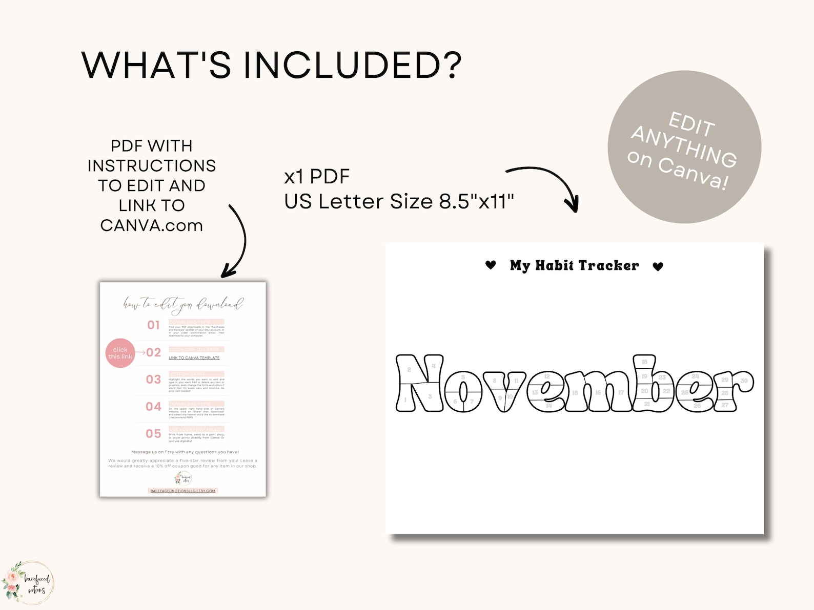 November 2024 Habit Tracker Editable Printable | Daily Workout Reading ...