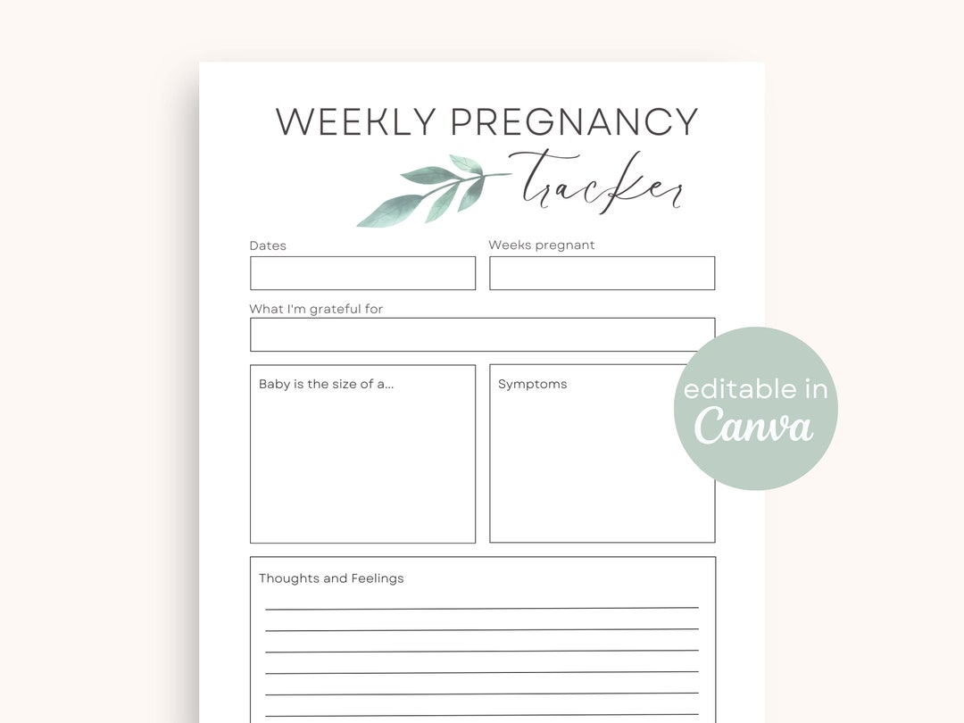 Weekly Pregnancy Journal Printable | Pregnancy Tracker Modern Printed ...