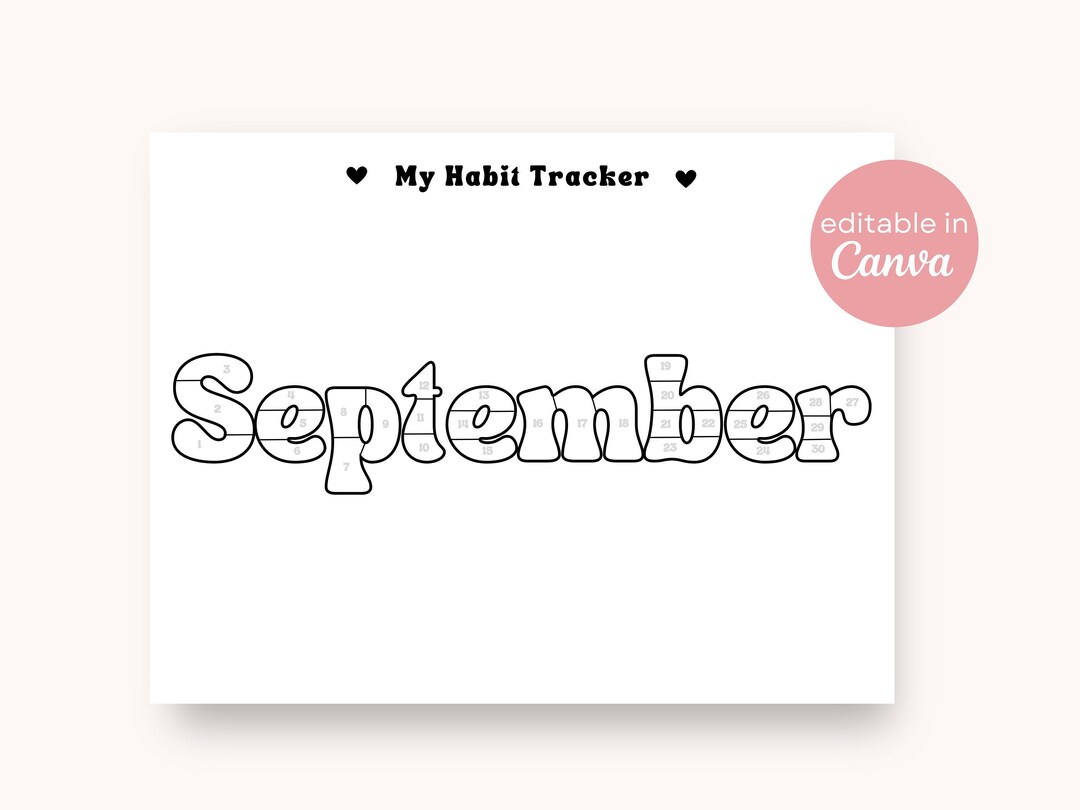 September 2024 Habit Tracker Editable Printable | Daily Workout Reading ...