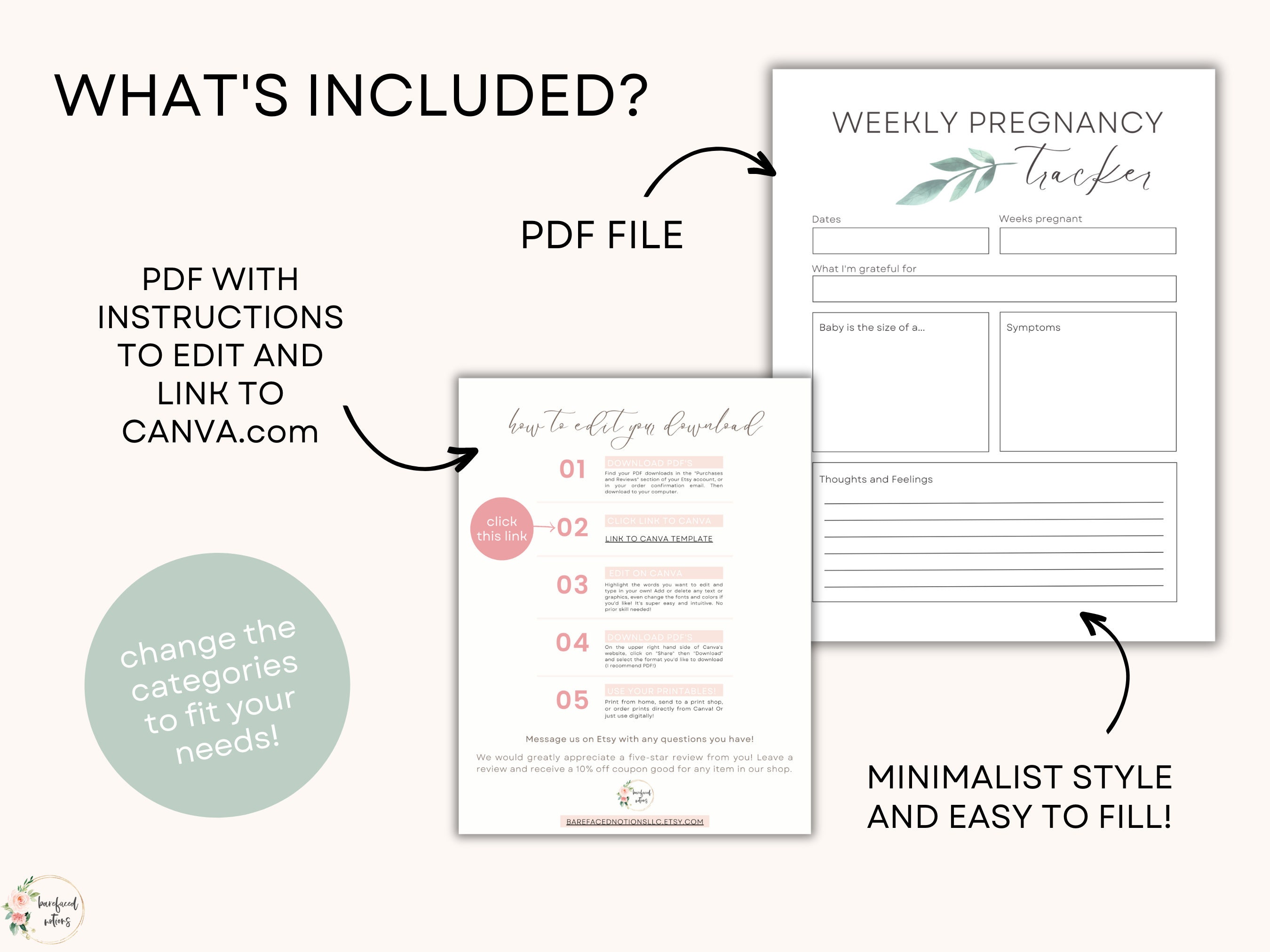 Weekly Pregnancy Journal Printable | Pregnancy Tracker Modern Printed ...