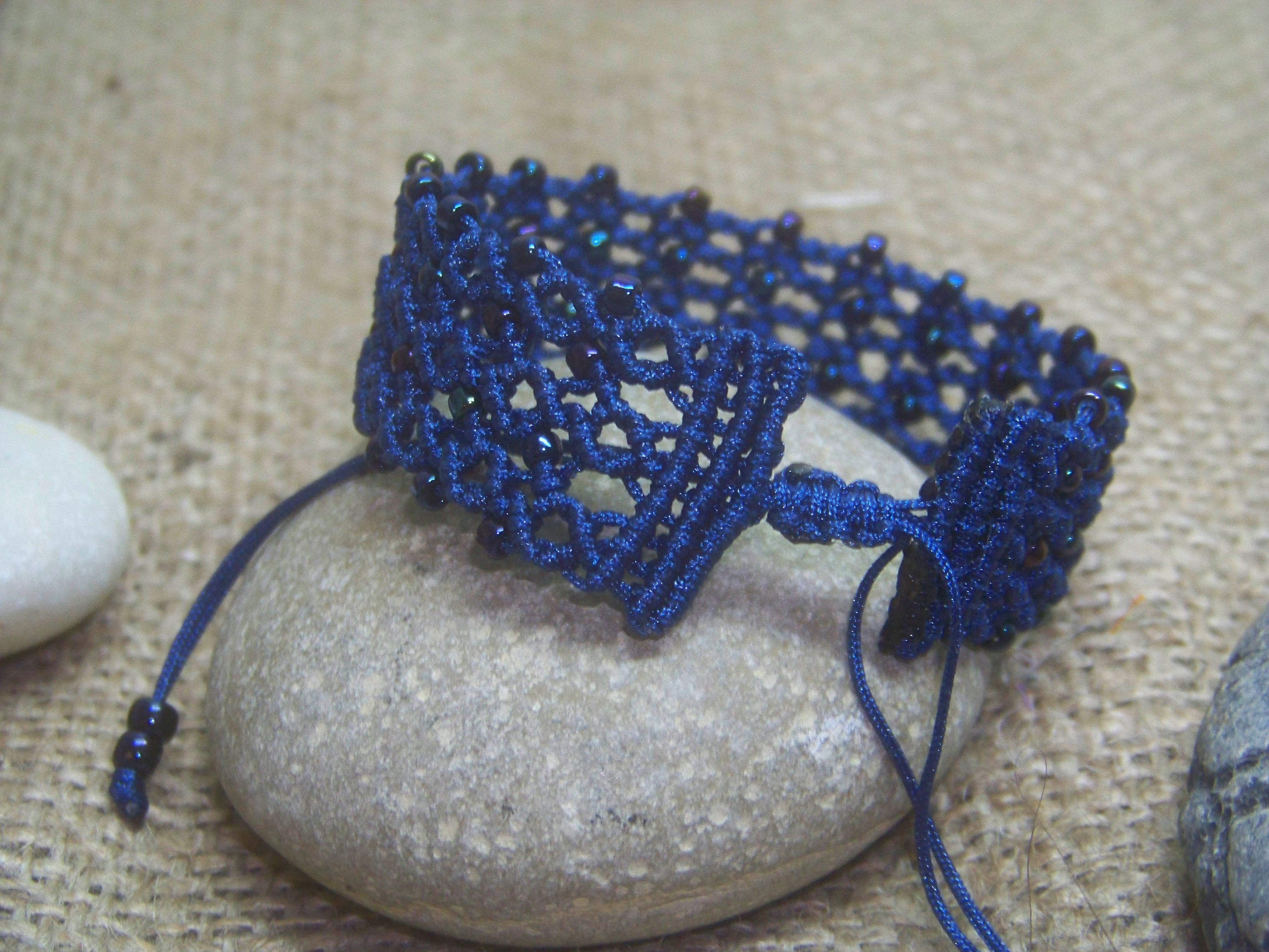 Micro Macrame Bracelet With Beads - Etsy