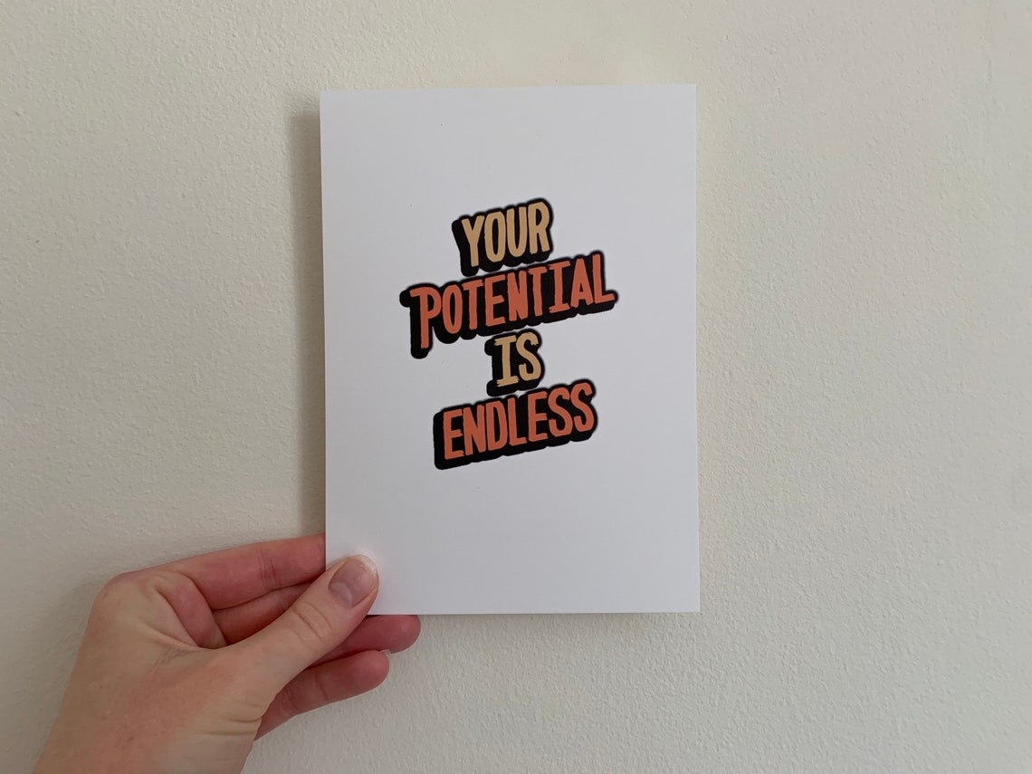 Your Potential is Endless Print UK Motivation Quote Home - Etsy