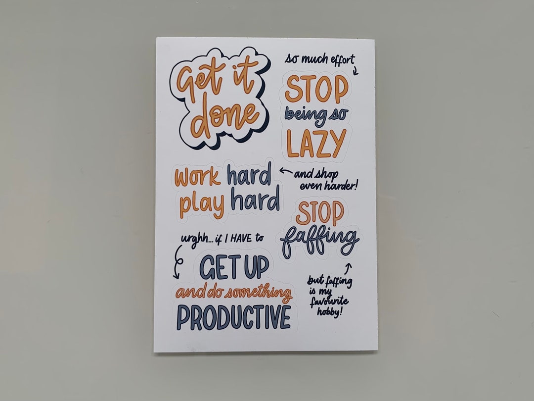 Get It Done STICKER SHEET | A6 Hand Lettered | Set, Cute, Aesthetic ...